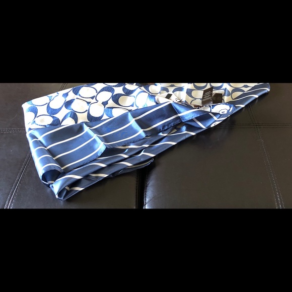 Coach | Accessories | Coach Blue And White Silk Scarf | Poshmark